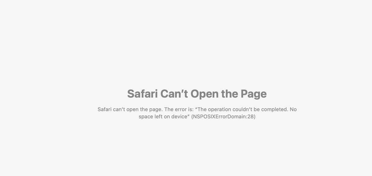 SEXIMIENTO DE Safari La operación no se puede completar. No queda espacio en el dispositivo ...